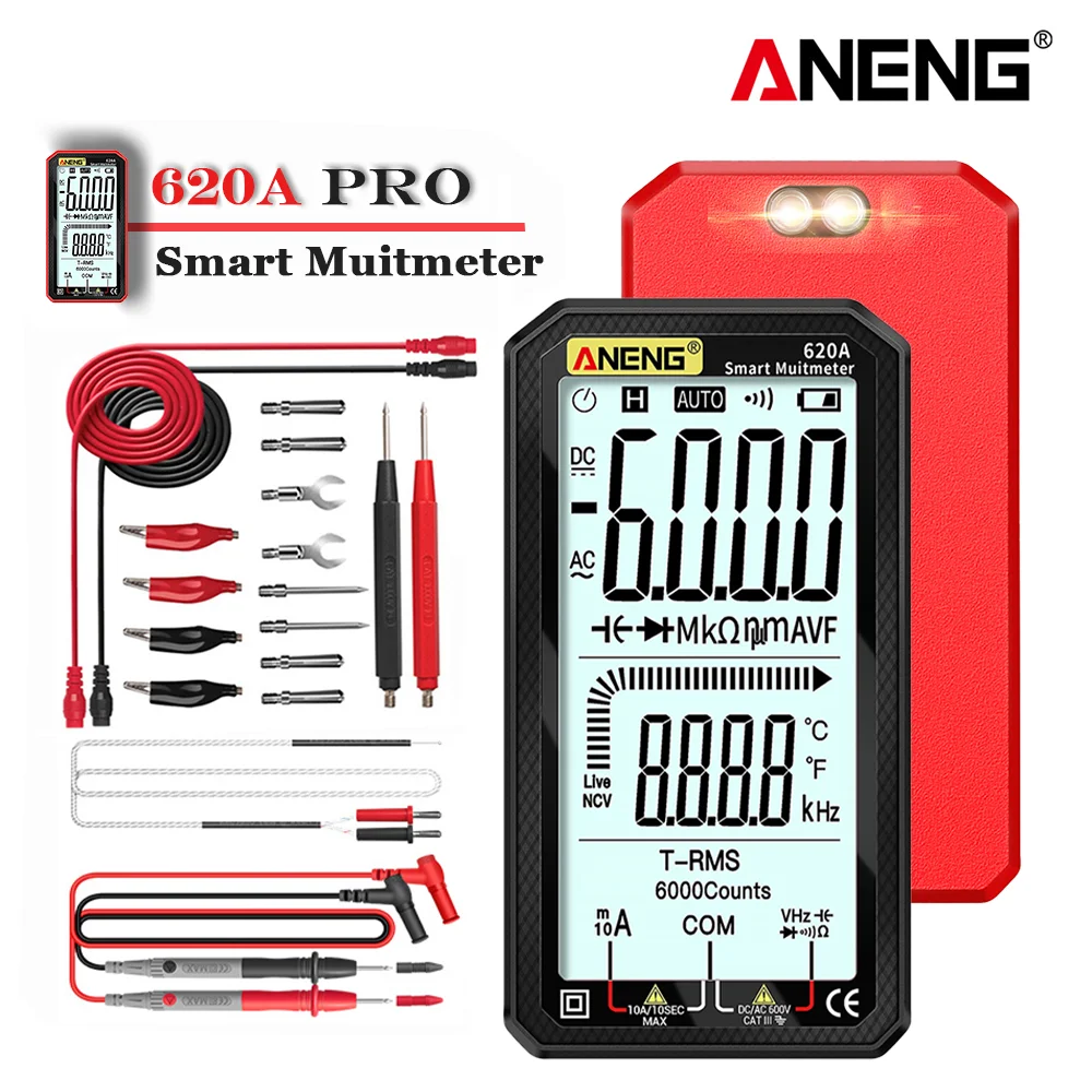 ANENG 620A Digital Smart Multimeter Transistor Testers 6000 Counts True ...