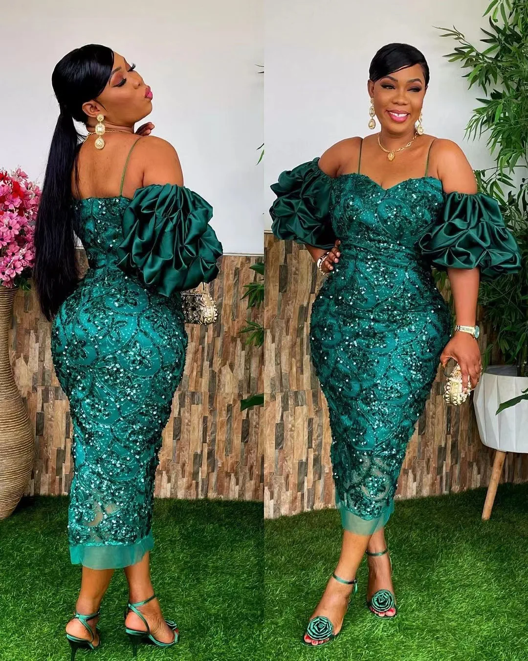 Vestidos africanos de manga curta para mulheres, vestido de lantejoulas ...