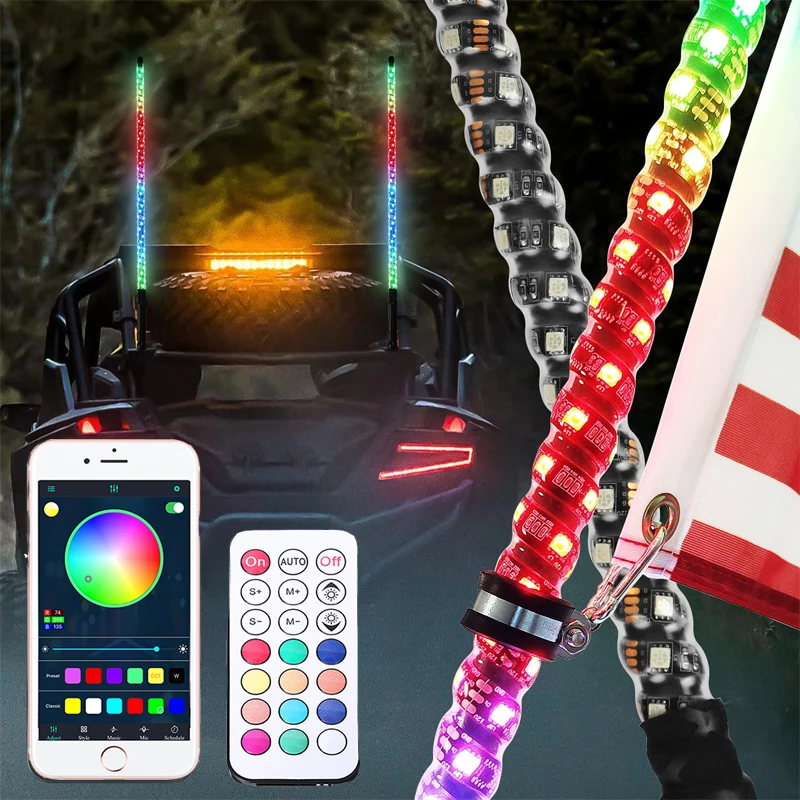 Led Whip Light 3/4/5ft For Jeep Atv Utv Accessories For Polaris Ranger ...