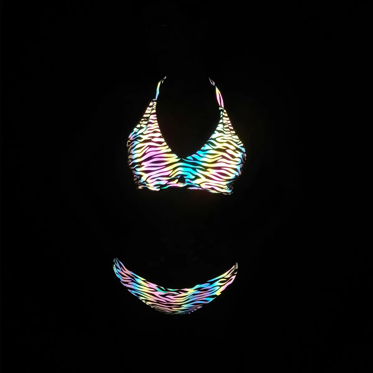 2024 Fashion Colorful Reflective Bikini Women Night Club Party Reflect ...