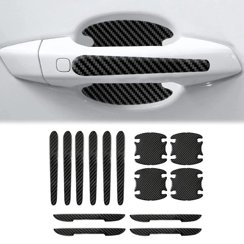 14PCS Car Door Handle Bowl Scratch Protector Carbon Fiber Stickers ...