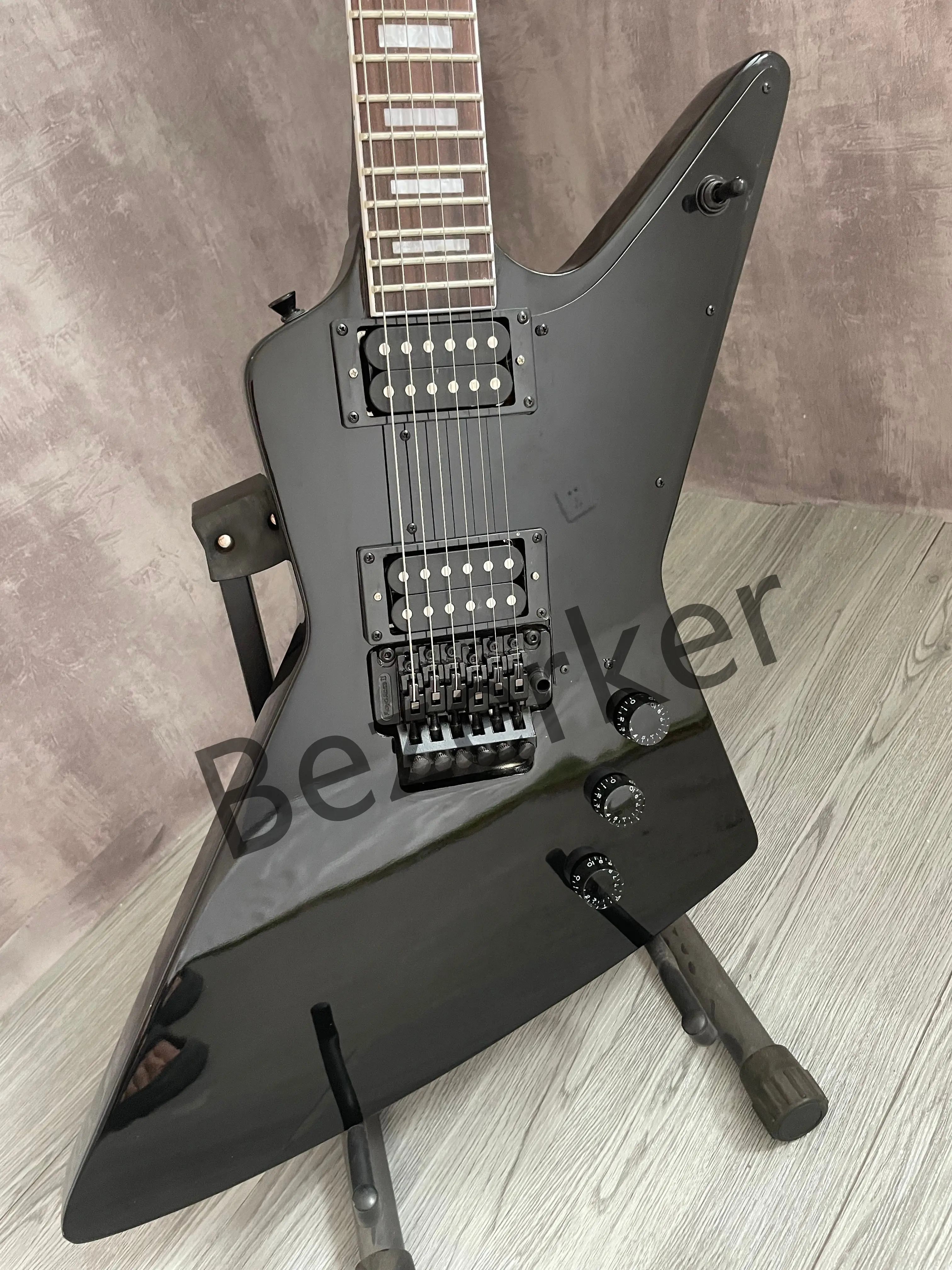 Guitarra-el-trica-Explorer-preta-personalizada-de-alta-qualidade-Floyd ...