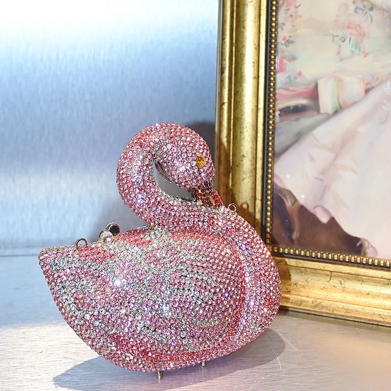Swan Women Stones Evening Clutch Bags Brides Animal Rhinestone Purses ...