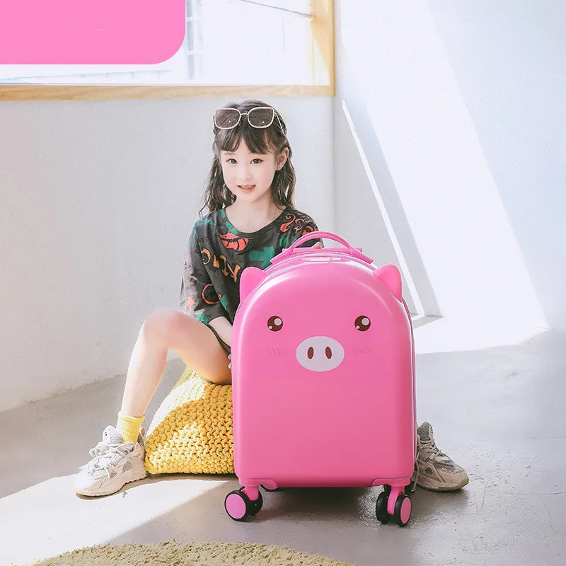Kawaii Cartoon Pig Suitcase Trolley - KawaiiMerch.com
