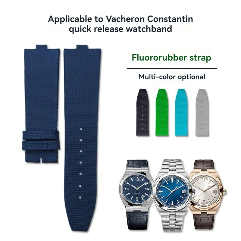 24x7mm FKM Rubber Strap for VC Vacheron Constantin Cross Seas Watch ...