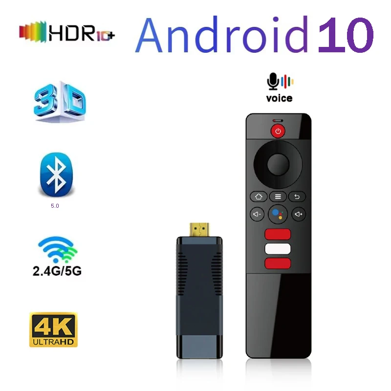 S96 Smart TV Stick Android 10 ATV Allwinner H313 2.4G/5G Dual WIFI BT5 ...