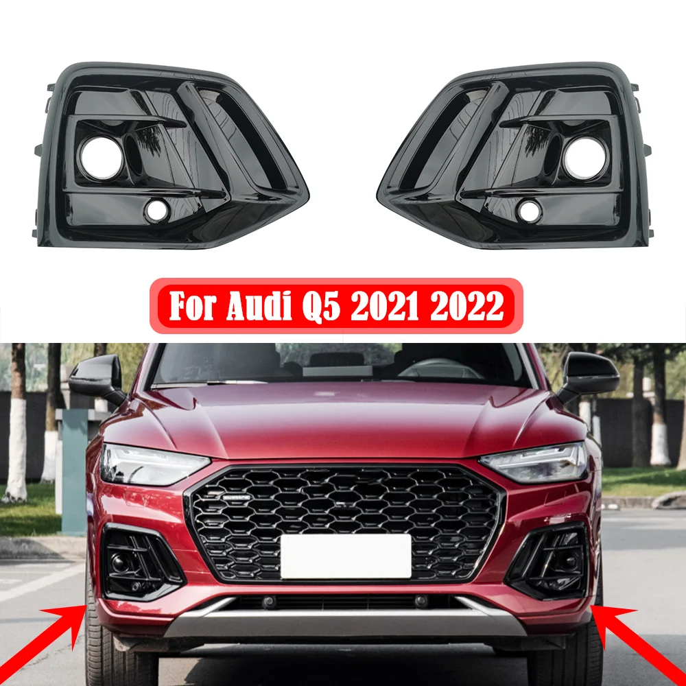 왼쪽 오른쪽 자동차 앞 범퍼 안개등 그릴, 유광 블랙 안개등 그릴 커버, Audi Q5 2021 2022 80G807681682 용 ACC 구멍 포함| | - AliExpress