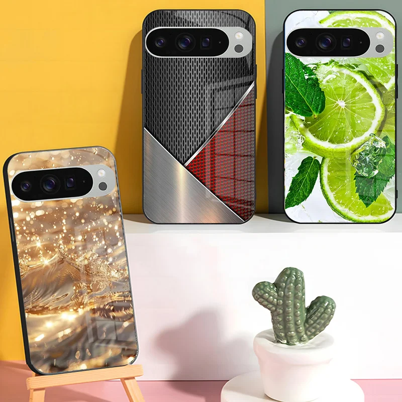 For Google Pixel 9 Pro XL Case Cover Luxury Tempered Glass Phone Case ...