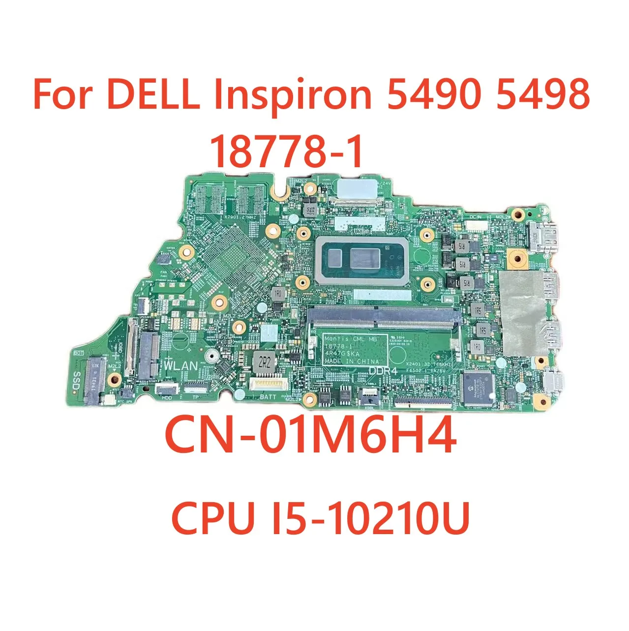 For DELL Inspiron 5490 5498 Laptop motherboard 18778-1 with CPU I5 ...
