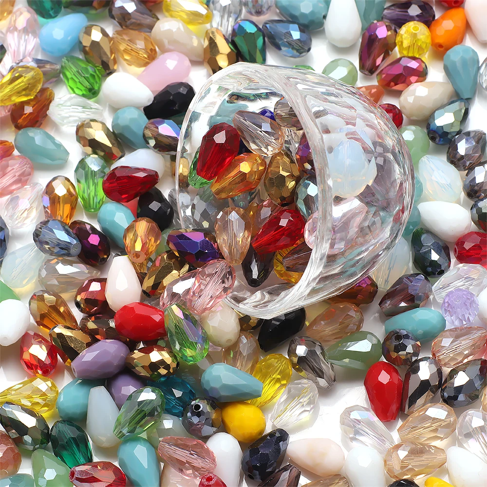 25Pcs-Lot-10x15mm-AB-Color-Mixed-Crystal-Drop-Pendant-Crafts-Teardrop ...