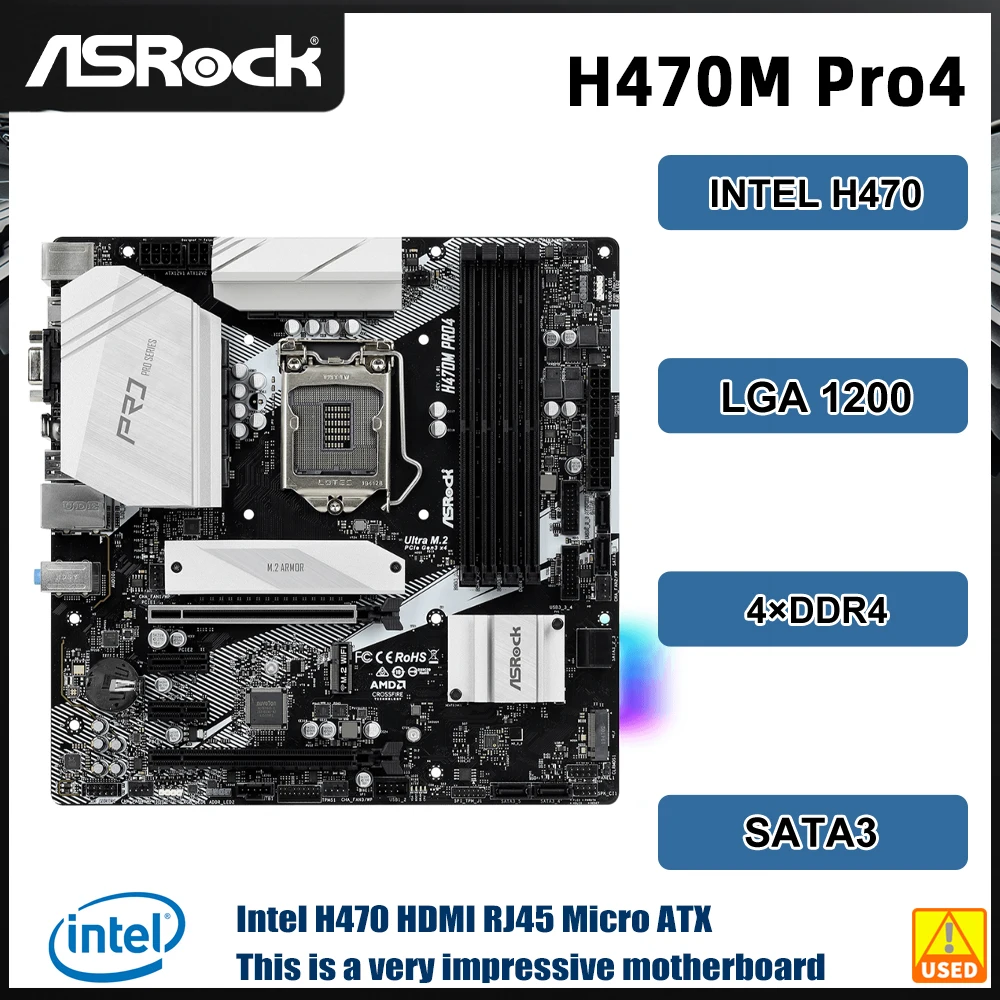 ASROCK-H470M-PRO4-1200-10700K-10400-10105-1090-CPU-DDR4-2933MHz-128GB-M ...