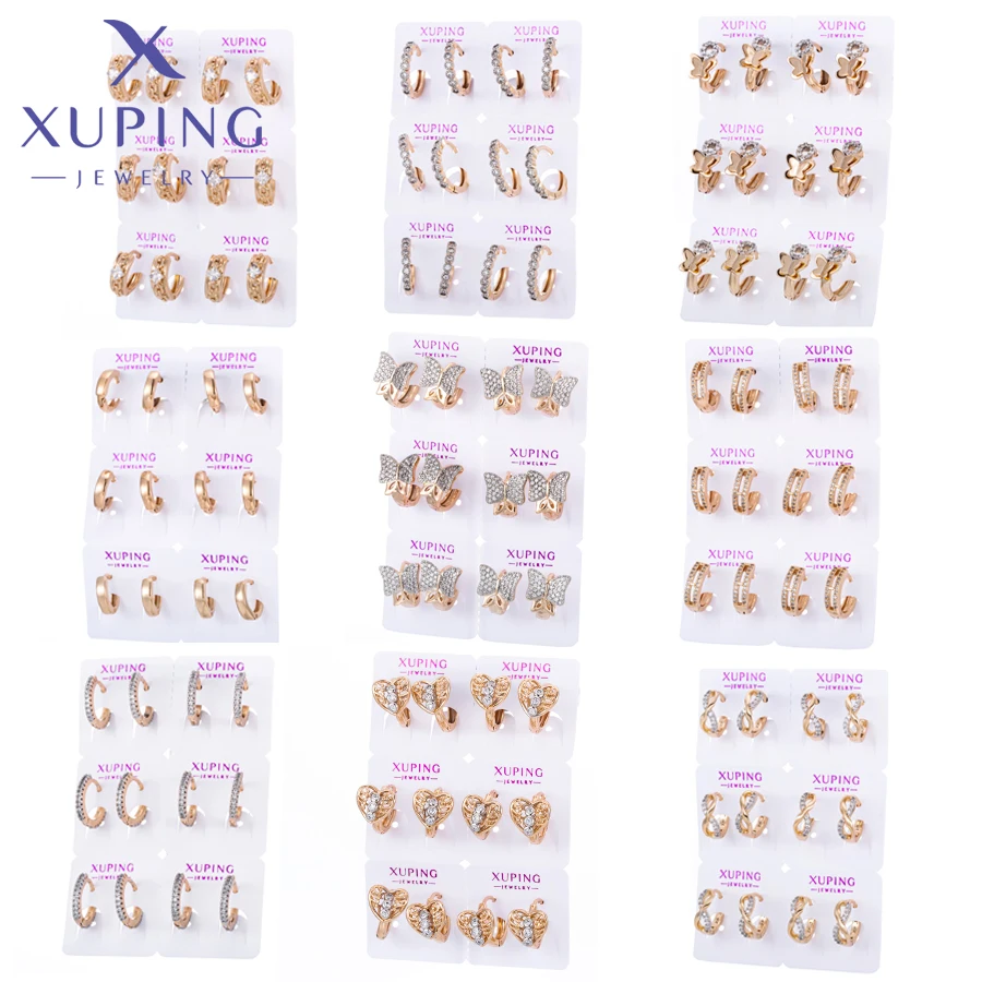 Xuping-Jewelry-Fashion-Round-Shape-Gold-Color-6-Pairs-1-Pack-Earring ...
