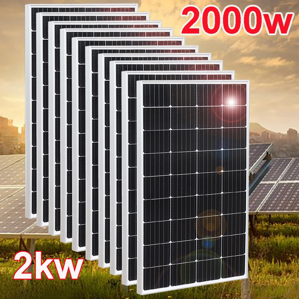 2000w 1500w 1000w 2kw 800w 600w 400w 200w panneau solaire kit complet rigide 12v panneau ...