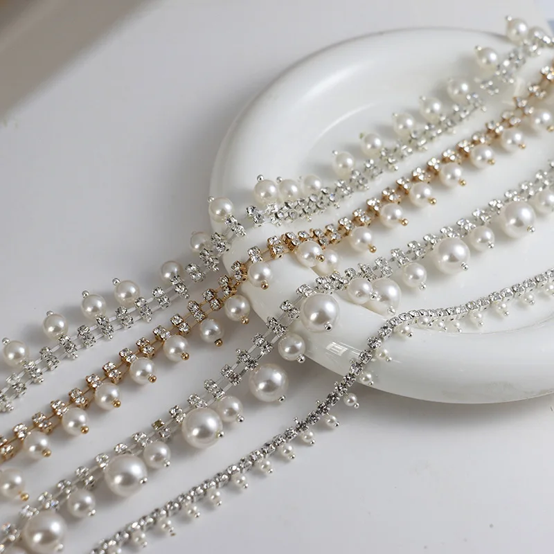New-Style-Pearl-Rhinestone-Cup-Chain-Sew-on-Rhinestone-Mesh-Trim-for ...