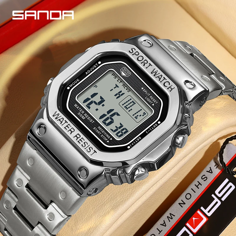 SANDA New Style Men's Watch High Quality Stainless Steel Electronic ...