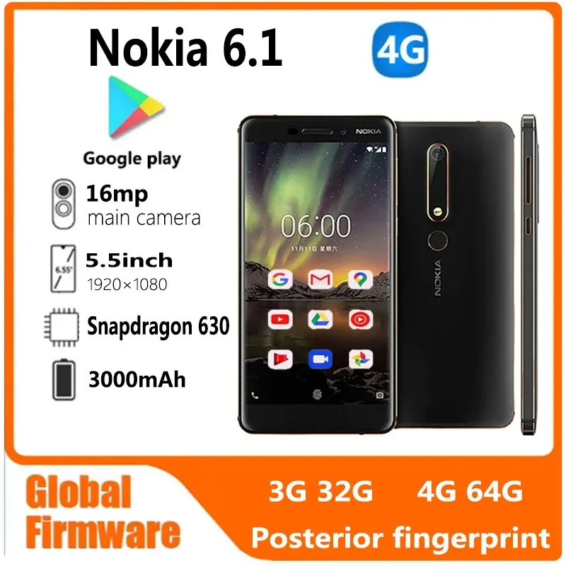 Nokia-6-1-Smartphone-Usado-Celular-Android-3GB-RAM-32GB-ROM-16MP-1080P ...