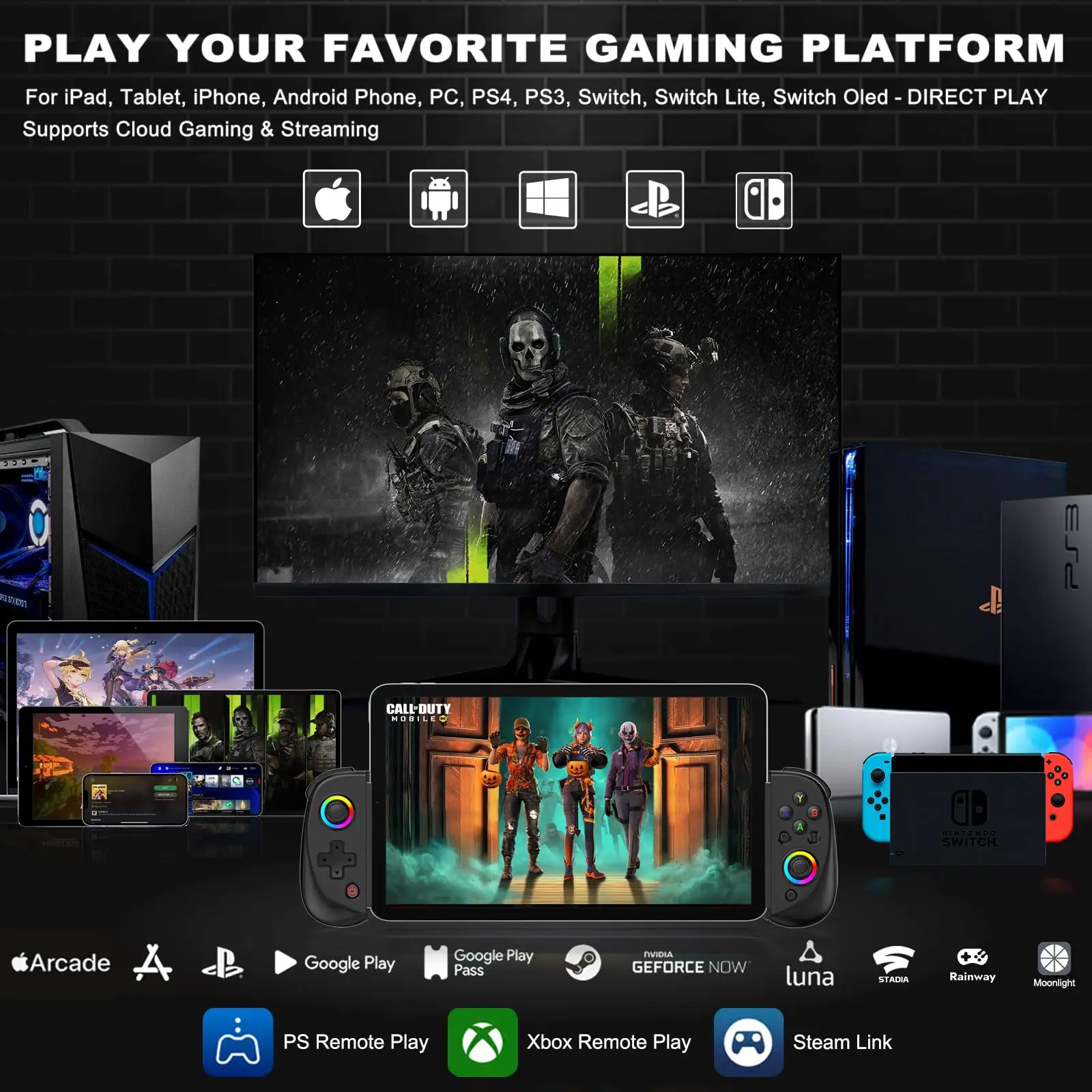 BSP-D8-RGB-Tablet-Controller-Wireless-Handle-For-Switch-PUBG-Game ...