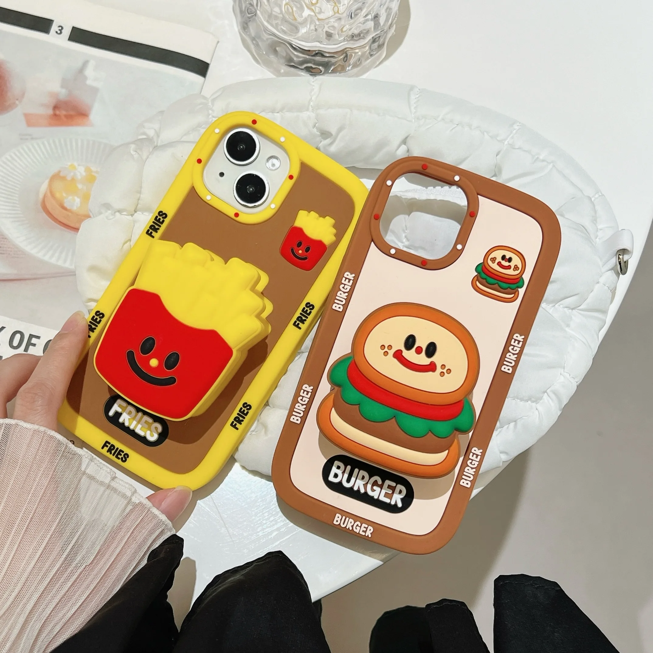 3D-Cute-Funny-Fries-Burger-Folding-Bracket-Soft-Silicone-Phone-Case-for ...