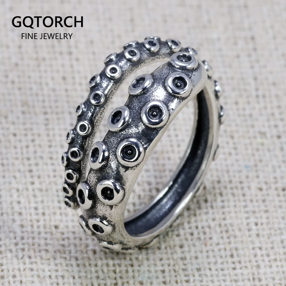 Anillo de pulpo de plata esterlina s925 para hombres y mujeres, joyería tailandesa de plata ...