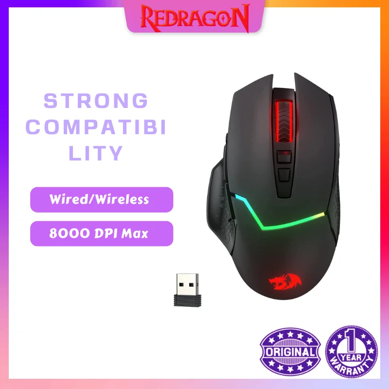 Redragon-M690-PRO-Wireless-Gaming-Mouse-8000-DPI-Wired-Mouse-Rapid-Fire ...