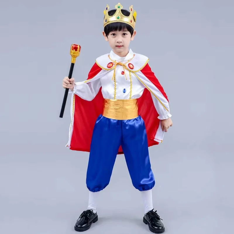 Kids-King-Prince-Costume-Tops-with-Pants-Belt-Cloak-Scepter-Shoe-Covers ...