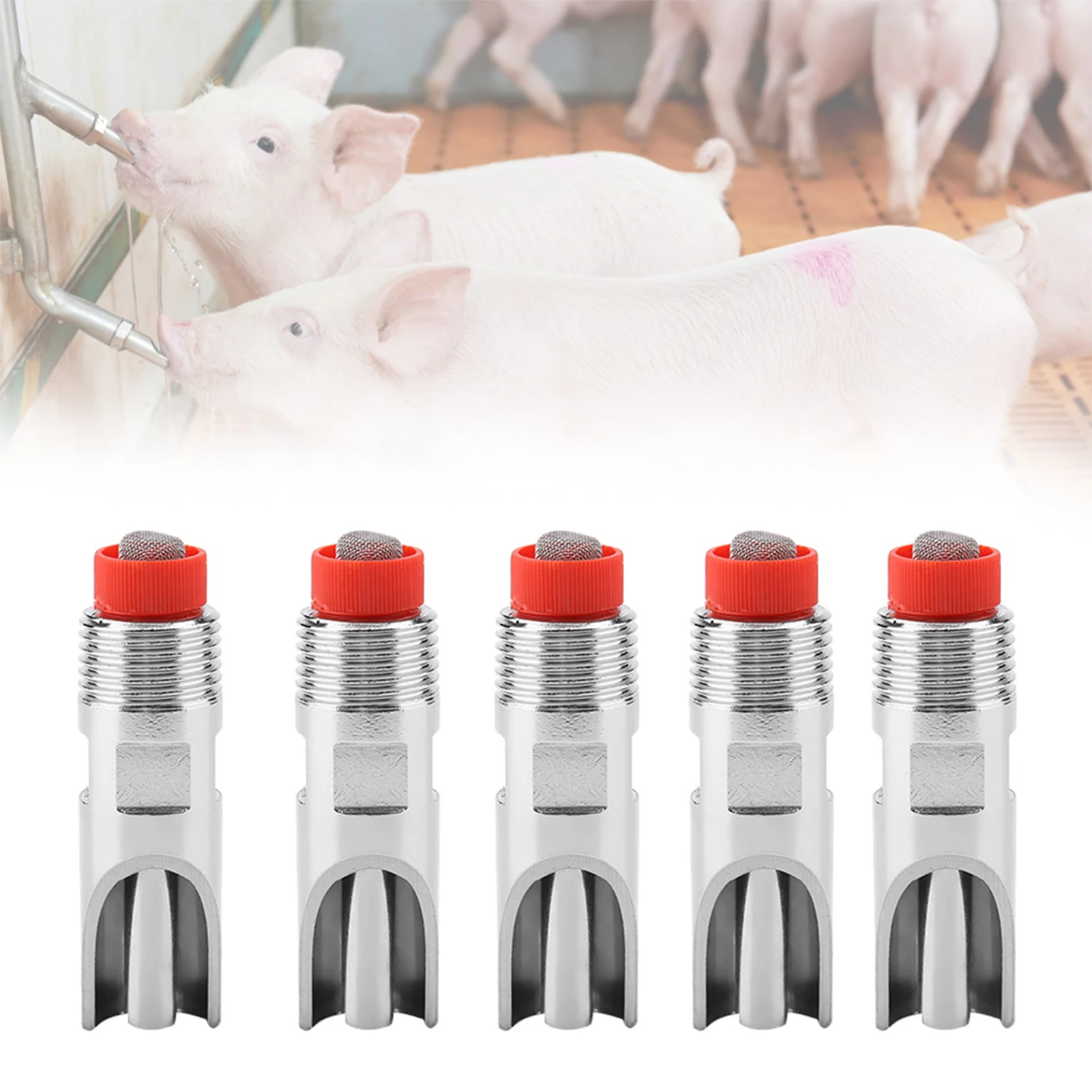 With filter Stainless Steel Pig Nipple Automatic Sheep Waterer Drinker ...