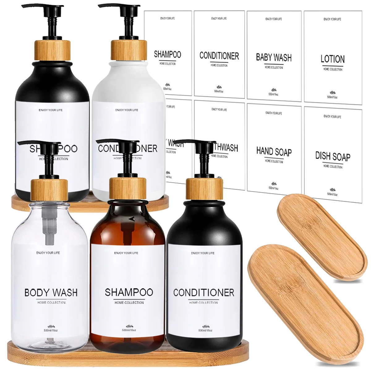 Reusable-Plastic-Dispenser-Stylish-for-Bathroom-Kitchen-Shampoo-Liquid ...