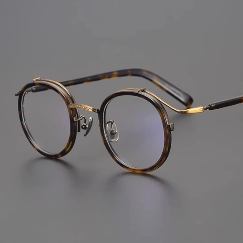 Luxurious Fashionable Premium Acetate Alloy Classical Round Eye Glasses Frame Unisex Stylish Aaa