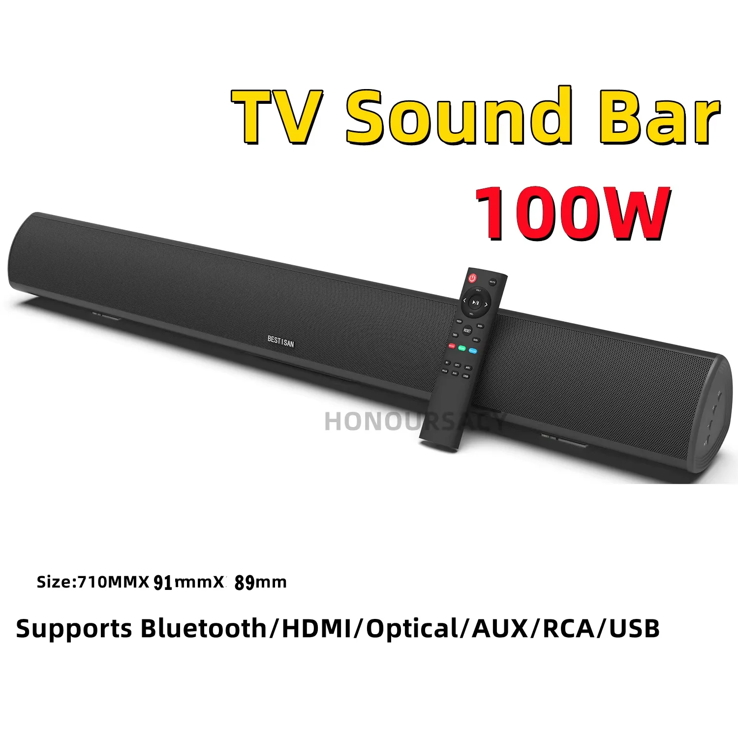 100W High-power TV Sound Bar Home Computer Wireless Bluetooth Speaker ...