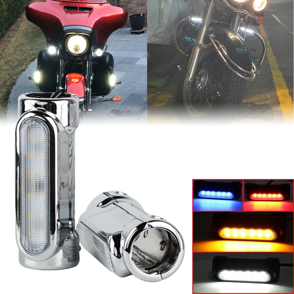 Motorcycle Highway Bar Switchback Turn Signal Light White Amber LED For ...