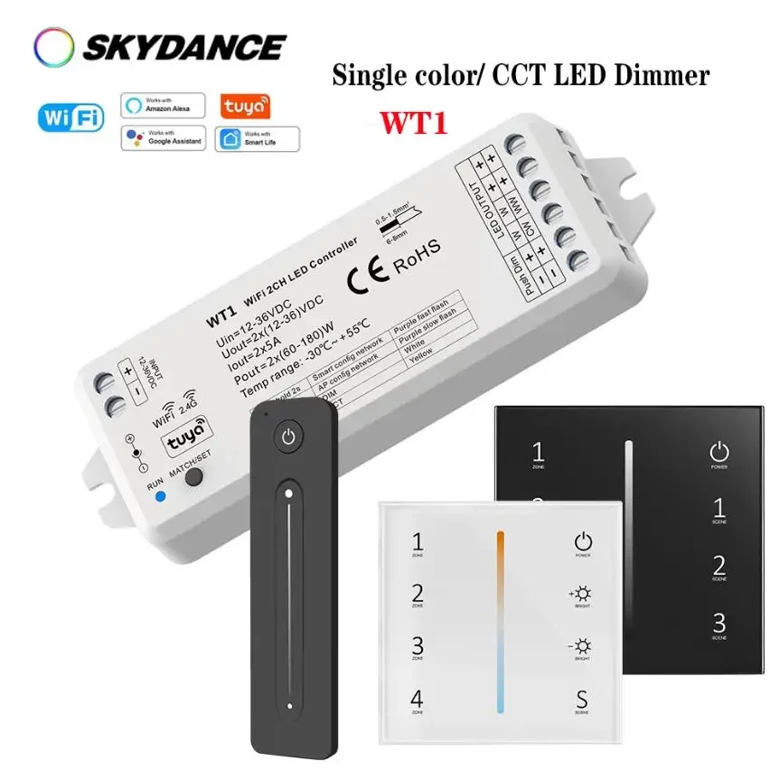 (Tuya+Wifi) LED Dimmer Controller WT1 Controller DC12-36V 2CH Used for ...