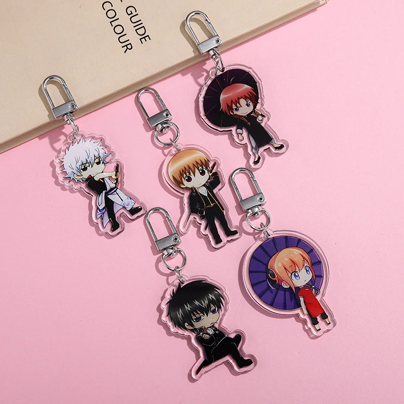 Gintama-Keychain-Cute-Double-Sided-5-Styles-Key-Chain-Pendant-Acrylic ...