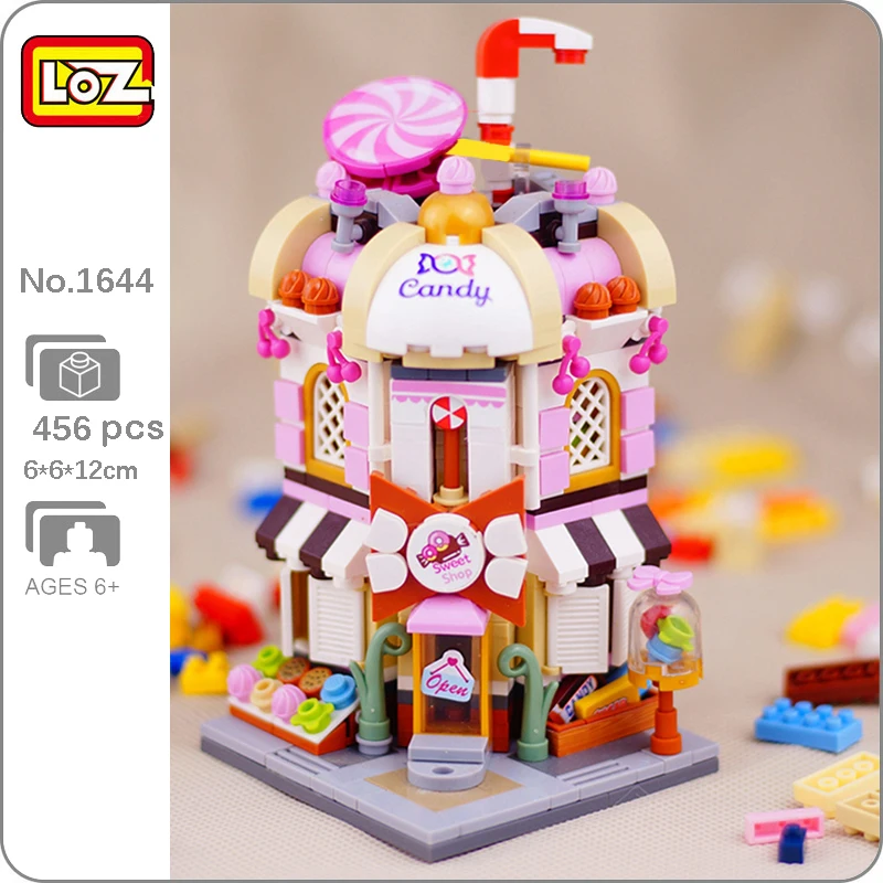 LOZ-1644-City-Street-Lollipop-Candy-Sweet-Sugar-Shop-Store-Architecture ...