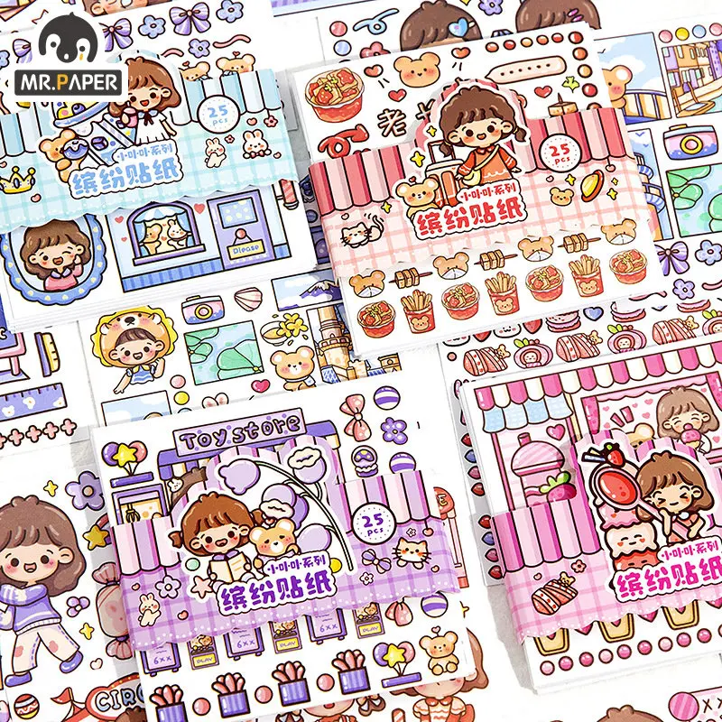 Mr. Paper Cartoon Characters Stickers Cute Style Kawaii Handbook ...