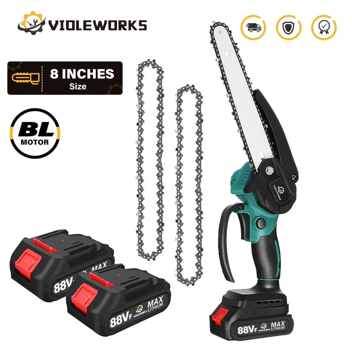 VIOLEWORKS-8-Inch-Cordless-Electric-Chain-Saw-Brushless-Motor-Portable ...
