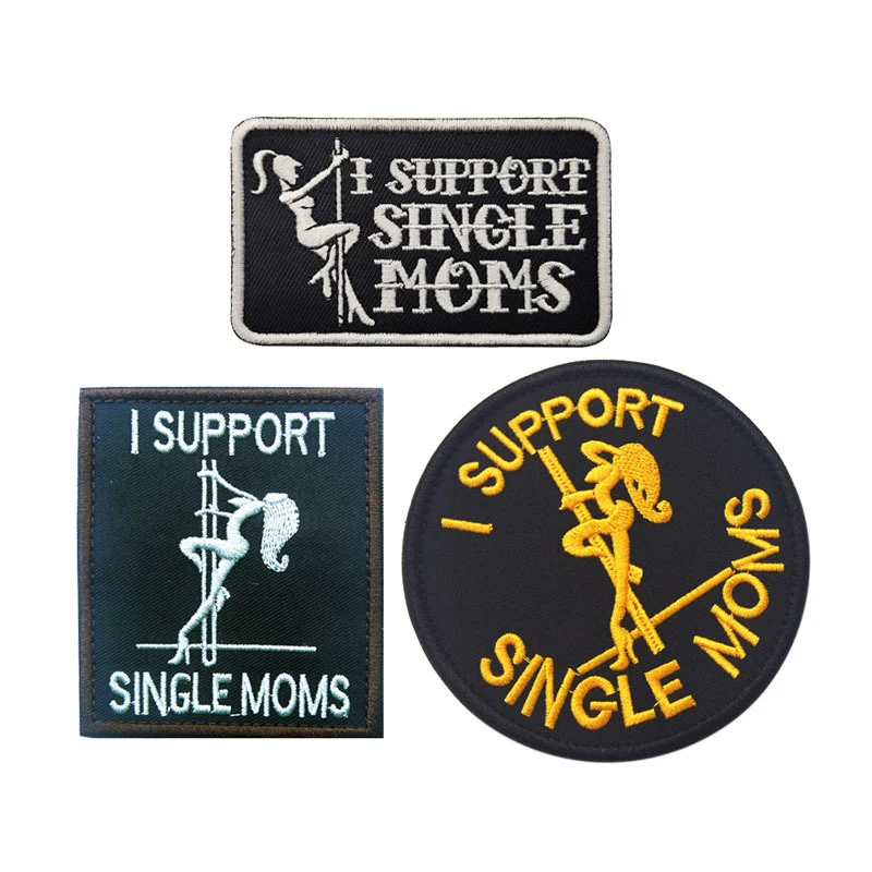 I-Support-Single-Moms-Embroidery-Patches-Badges-Emblem-10cm-Hook-and ...