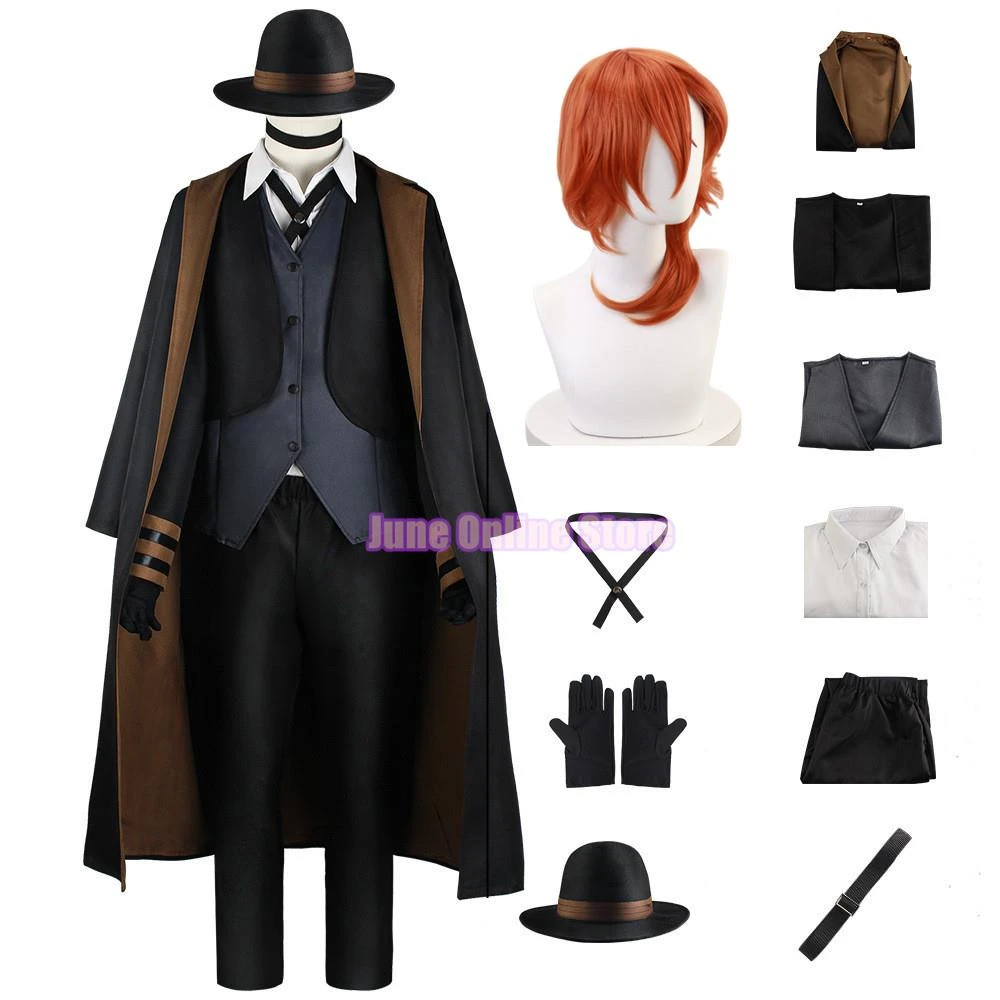 Bungo Stray Dogs Cosplay Nakahara Chuuya Costume Wig Hat Glove Jacket ...