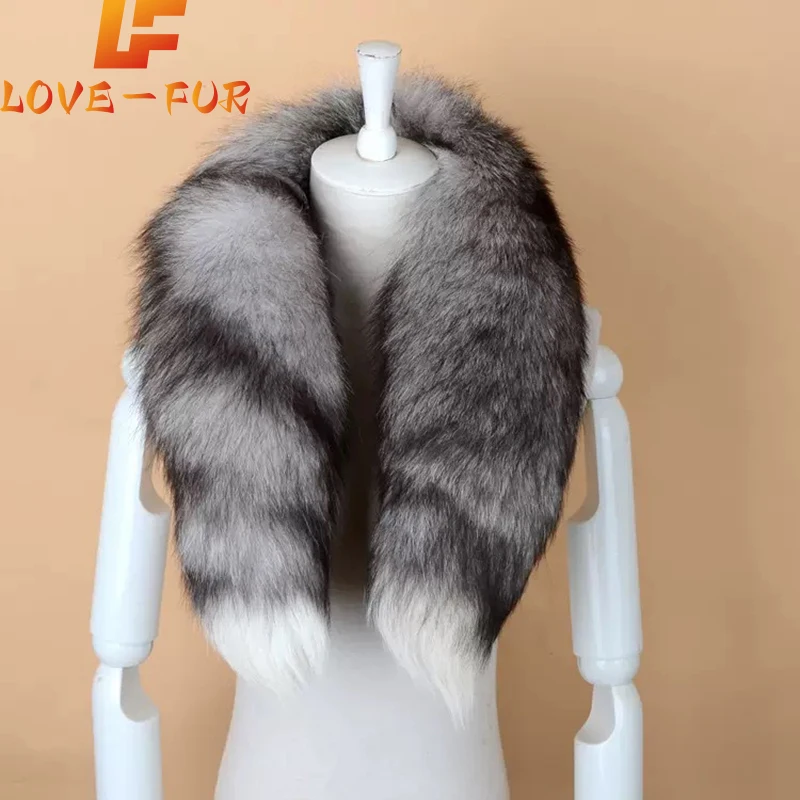 Genuine-natural-fox-fur-scarf-furry-classic-Drawstring-fox-tail-Winter ...
