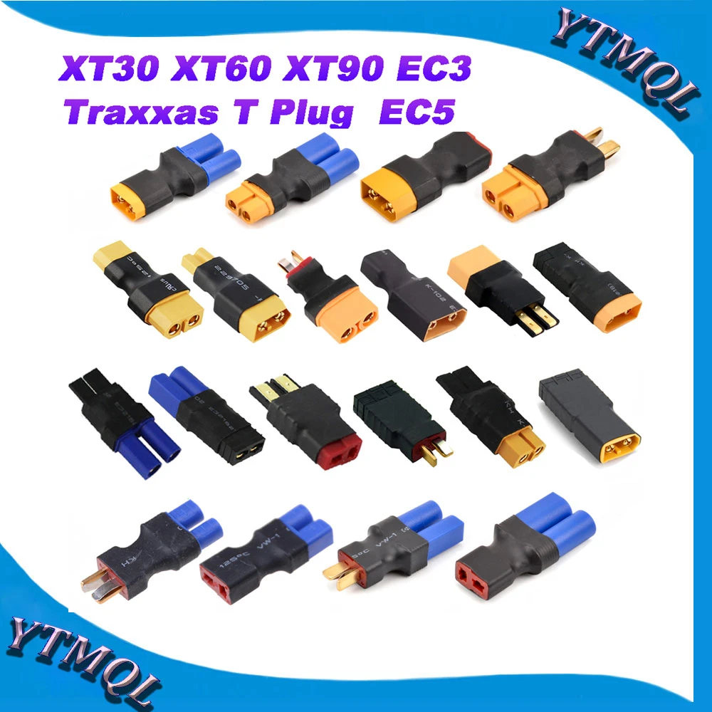 1Pcs Adapter XT30 XT60 XT90 TRX T Plug Deans EC5 EC3 Female to Male Connectors Plug RC Lipo ...