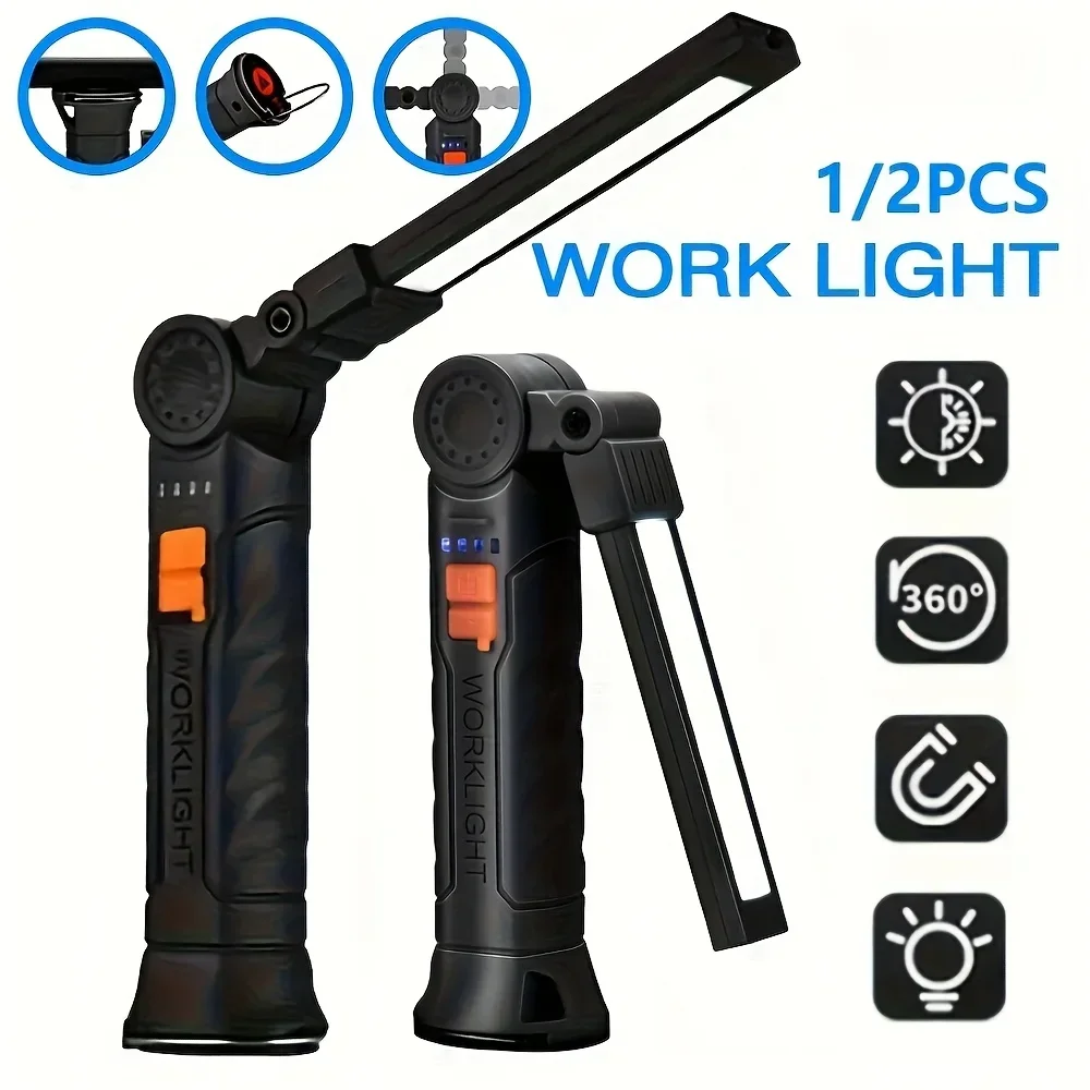 Portable COB LED Flashlight Rechargeable Work Light with Magnetic ...