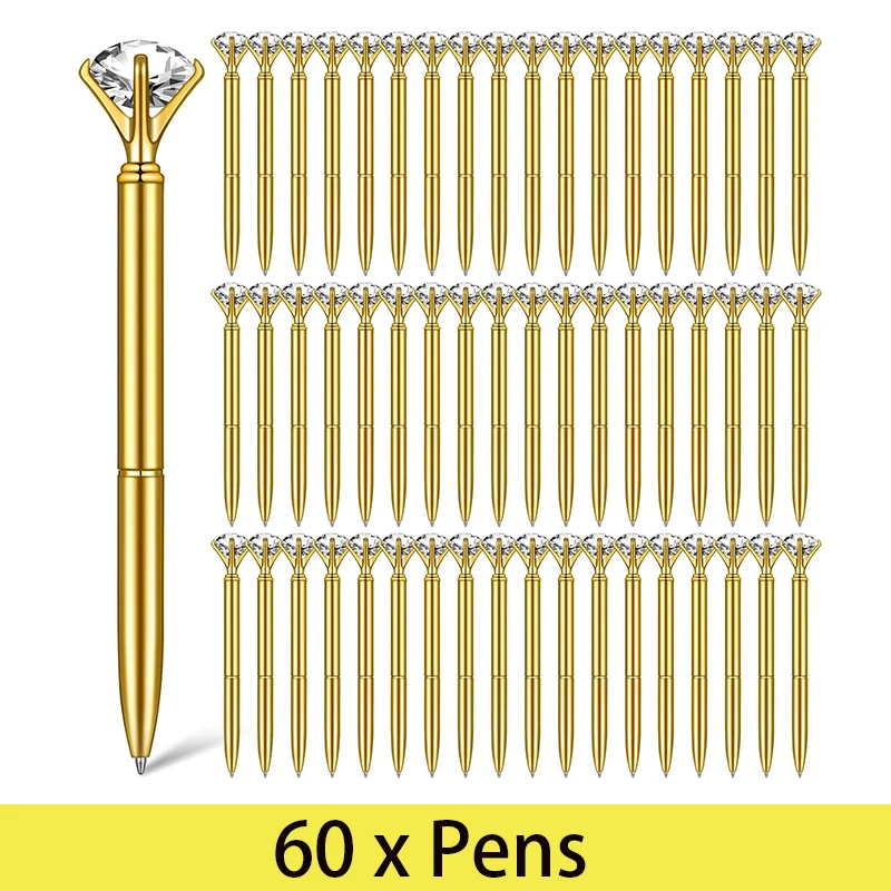 60Pcs-Diamond-Gold-Pens-Gold-Fancy-Pens-for-Women-Pen-with-Diamond-on ...