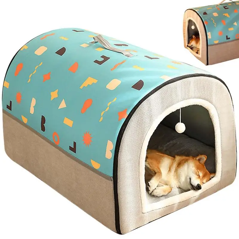 Cat-Beds-For-Indoor-Cats-Round-Cat-Hut-Semi-Closed-Washable-Kitten-Cave ...