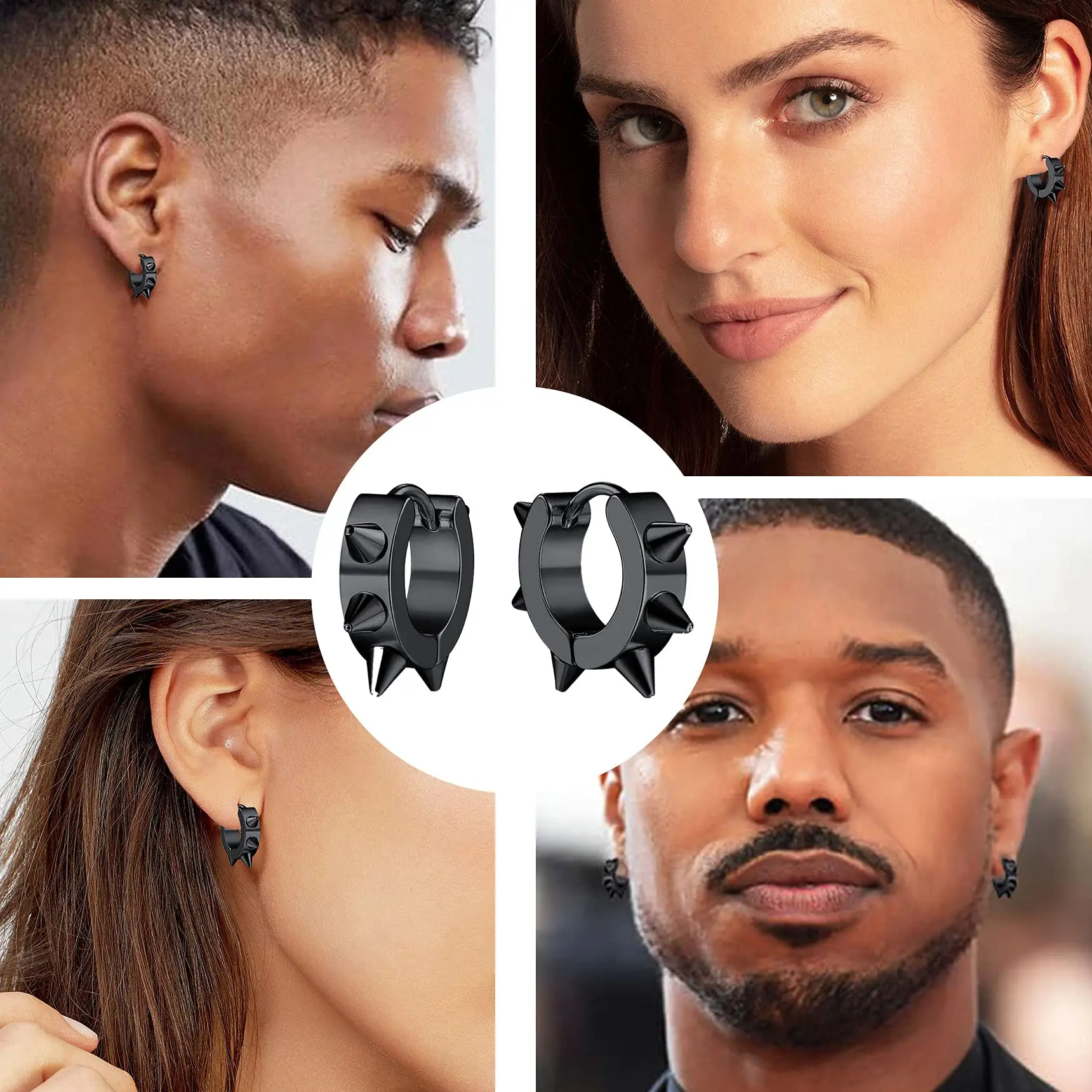 Black Spike Earrings For Men