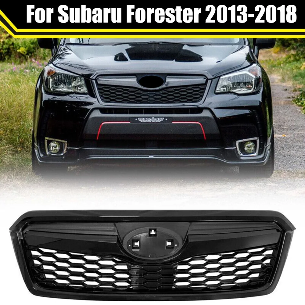 Gloss-Black-ABS-Sti-Style-Front-Grill-Mesh-Kit-For-Subaru-Forester-2013 ...