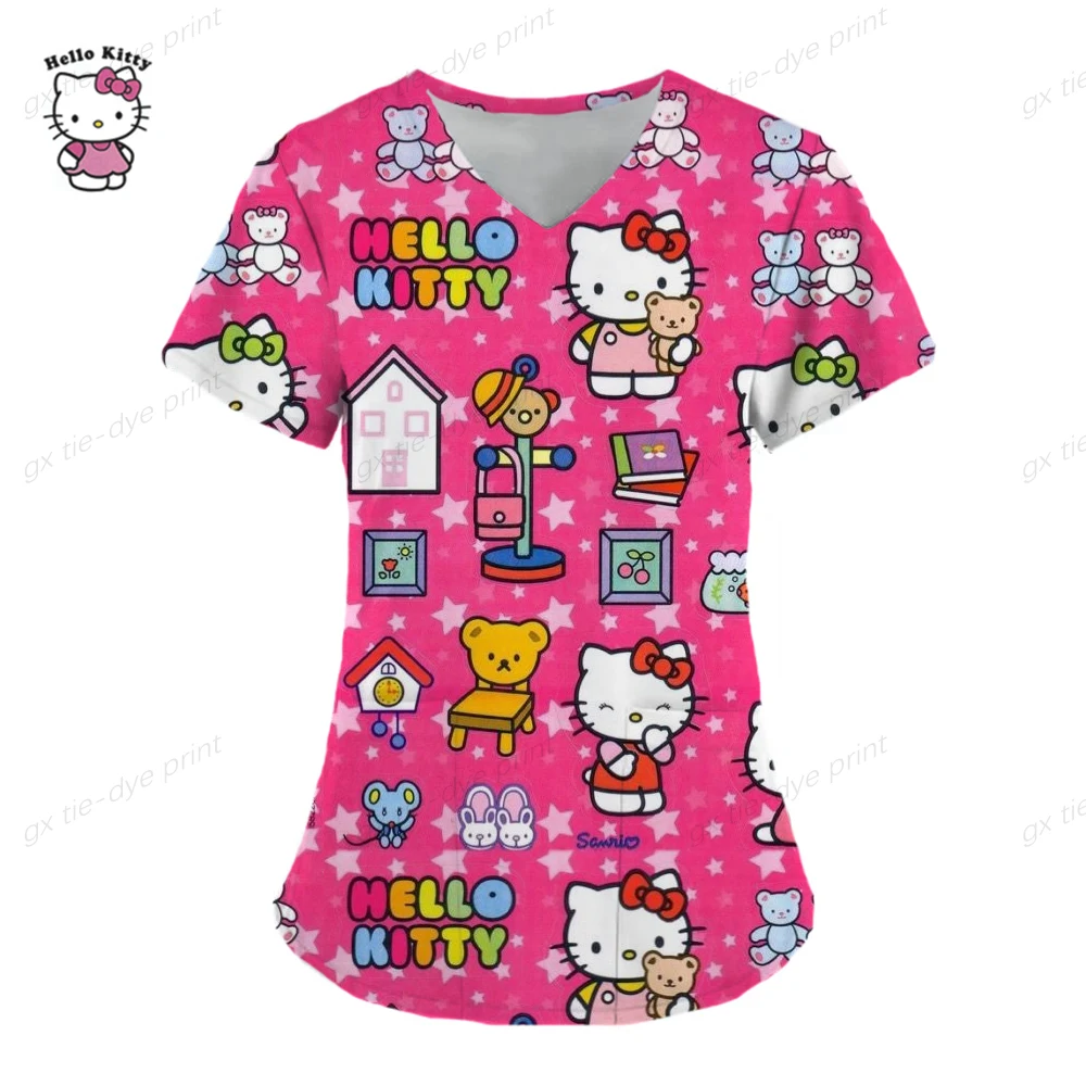 Uniforme de Hello Kitty para mujer, camisa de trabajo de enfermera con ...