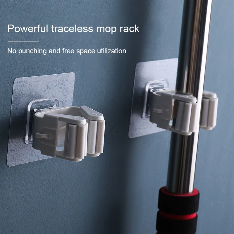 Punch-free mop rack bathroom mop hook bathroom sticky hook broom hanger ...