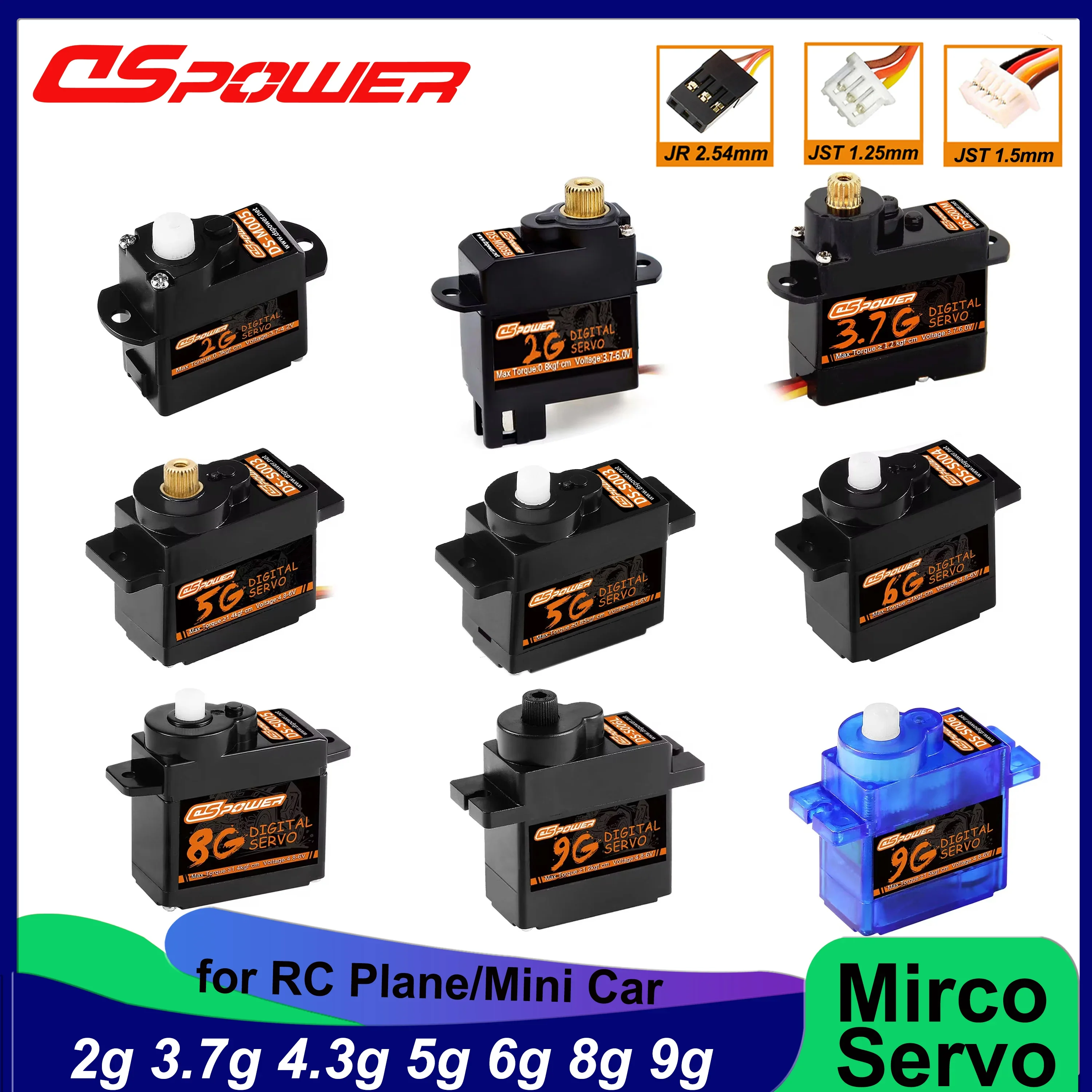 Dspower-Micro-Servo-Motor-Digital-Pl-stico-Metal-Gear-JR-JST-2g-3-7g-4 ...