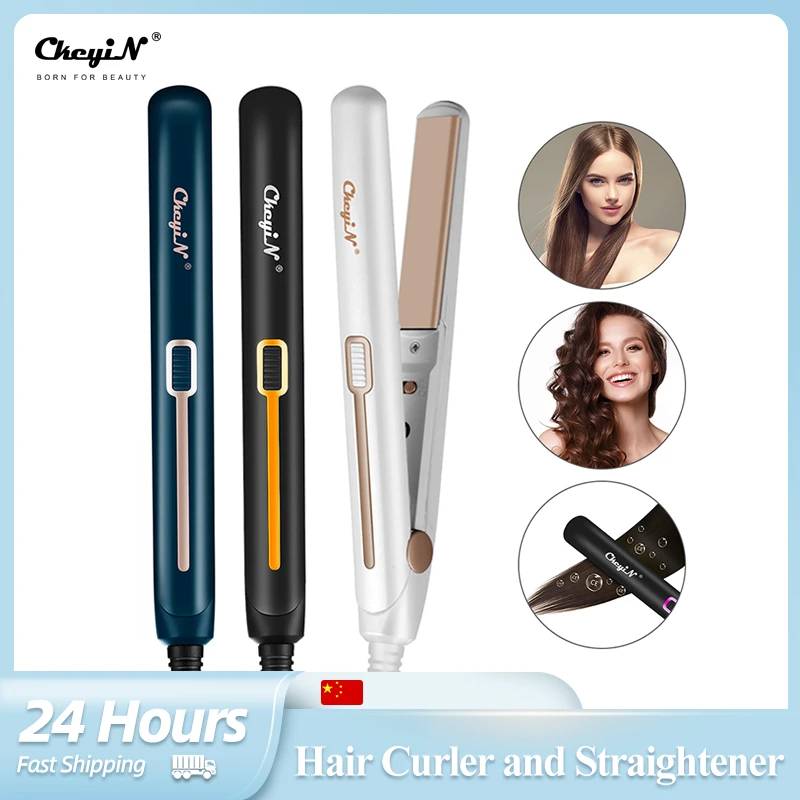 CkeyiN 20mm Professional 2 in 1 Hair Straightener Mini Hair Curler Thermostatic Fast Heat Flat ...