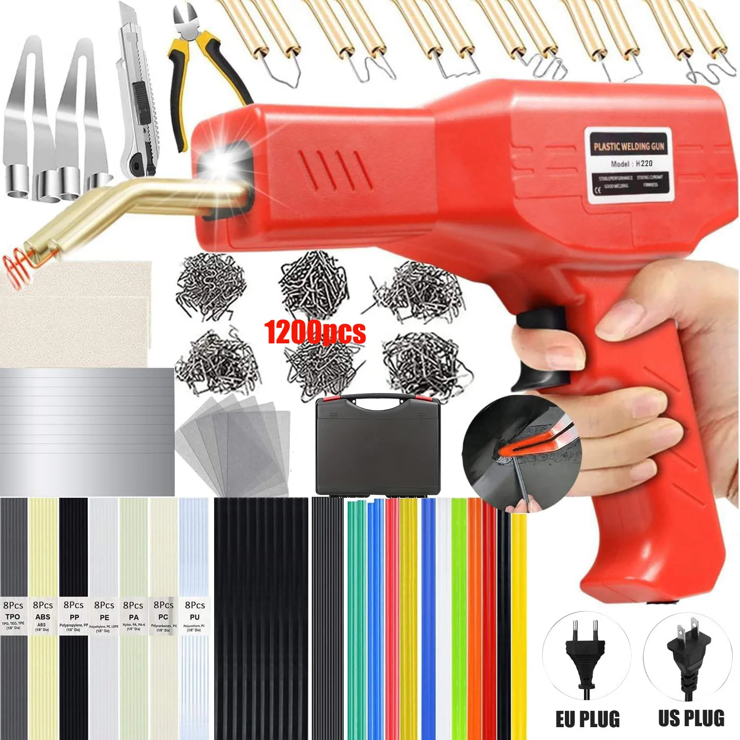 220W 3 in 1 Plastic Welder Kit Upgraded Hot Stapler & Plastic Repair ...