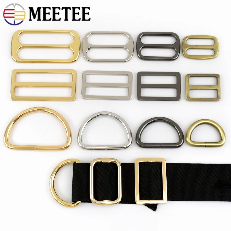 10Pcs-12-50mm-Metal-Ring-Buckles-Metal-Slider-Tri-Glide-Adjuster-Hooks ...